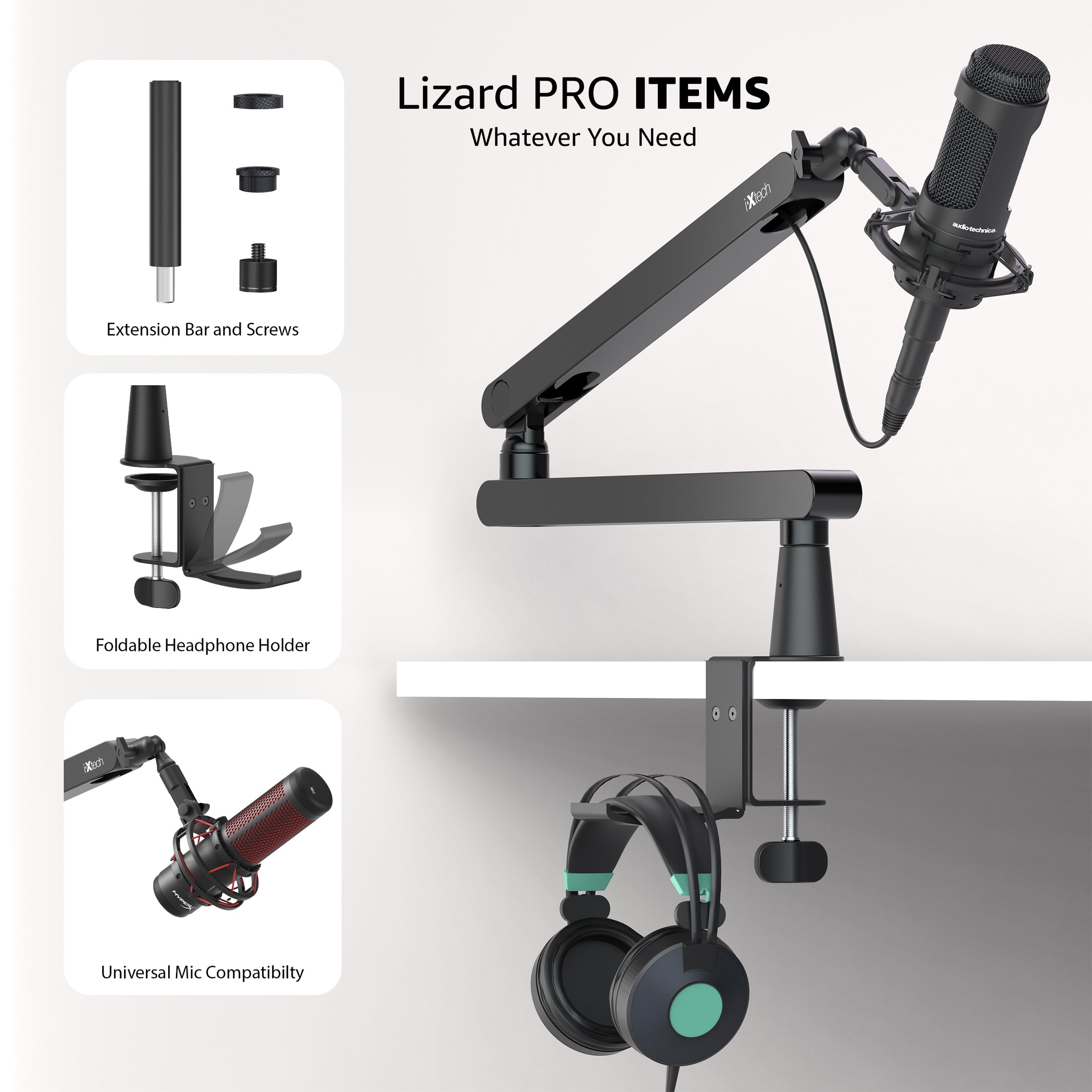 I-XTECH | Lizard - Low Profile Boom Arm MI05