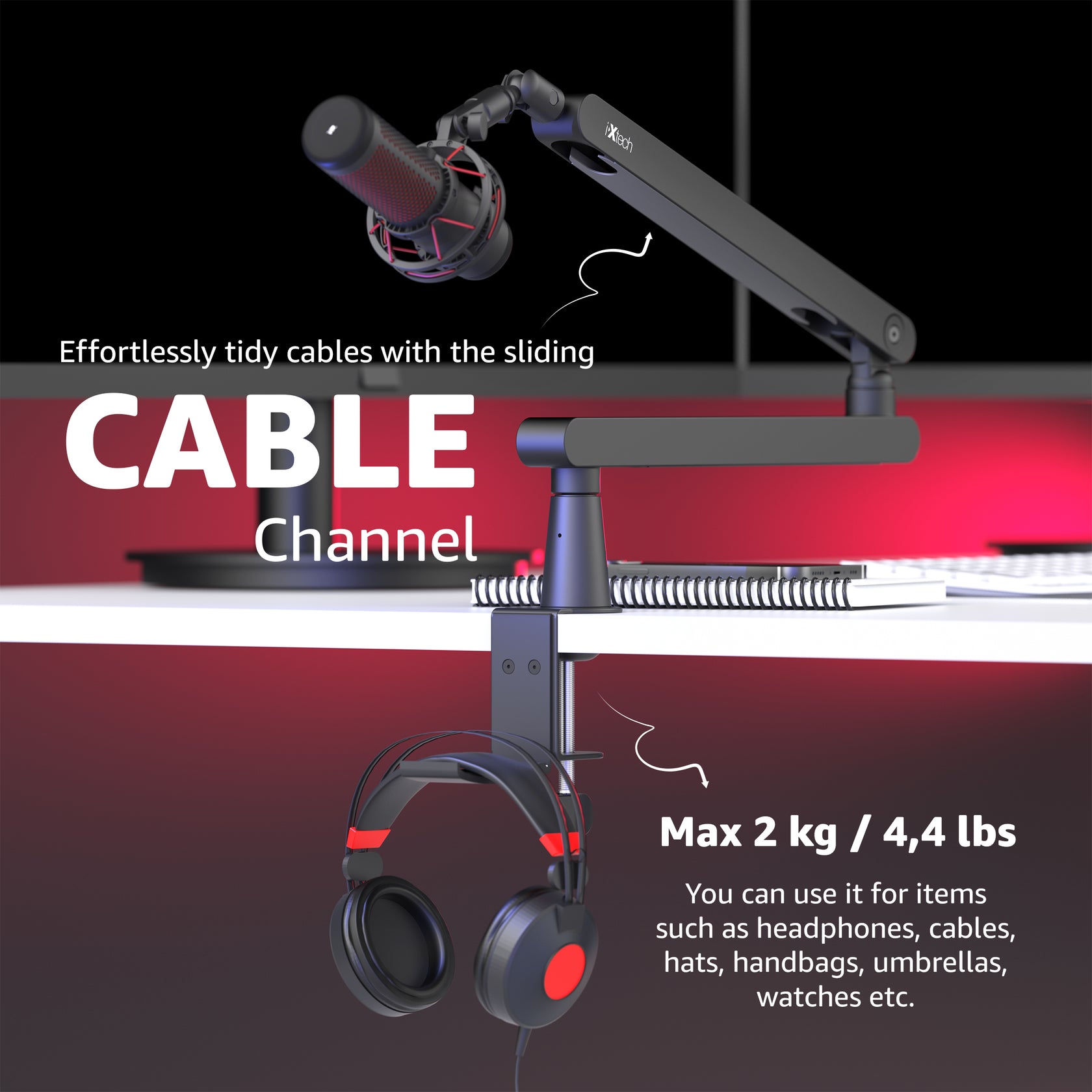 I-XTECH | Lizard - Low Profile Boom Arm MI05