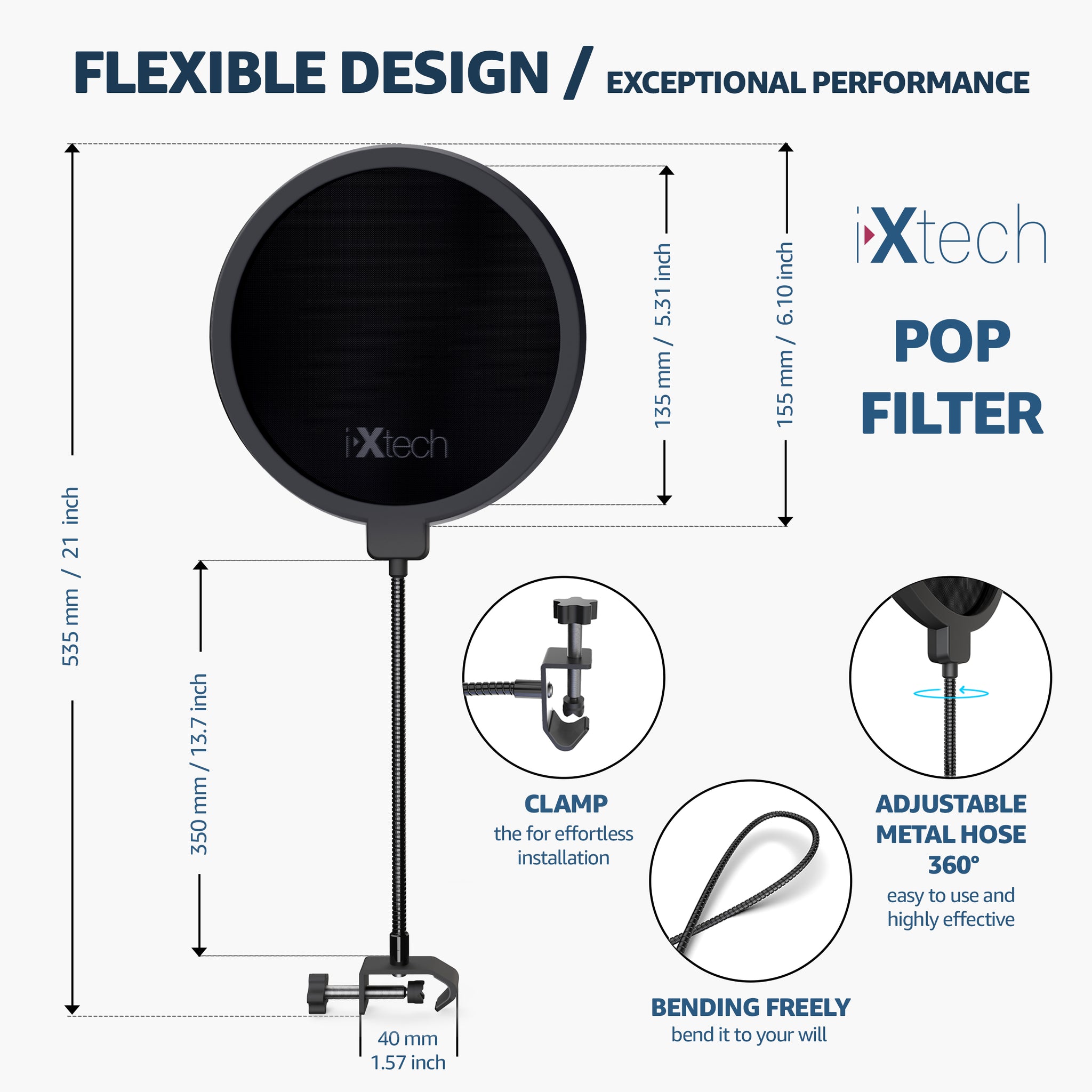 I-XTECH | Pop Filter for Microphone Pop Filter for Blue Yeti