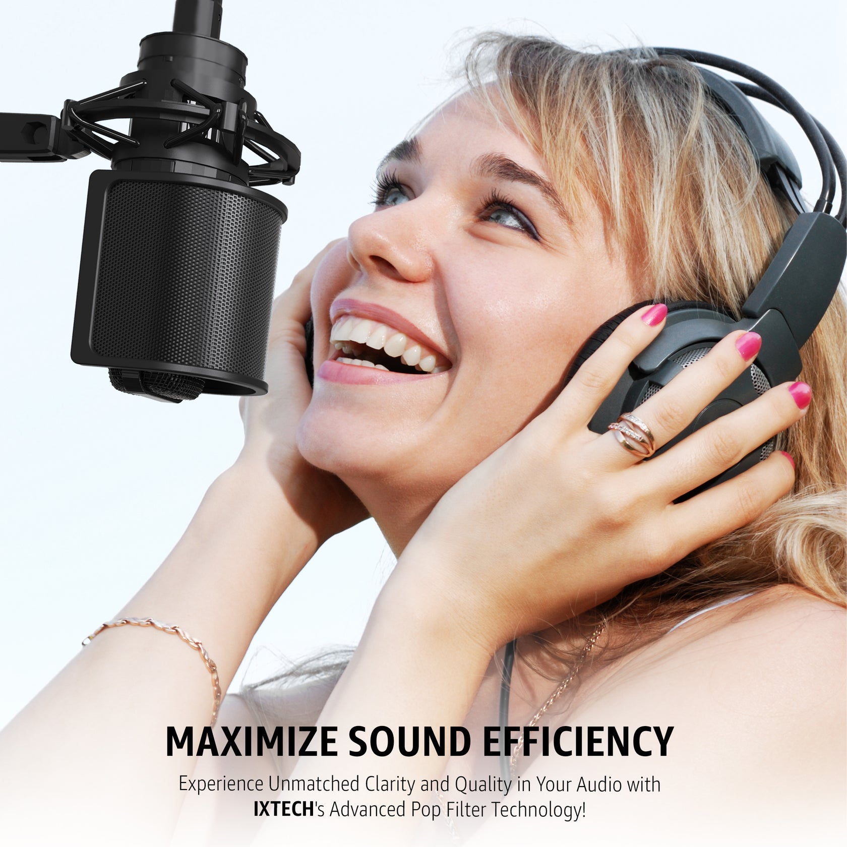 I-XTECH | Microphone Pop Filter, Mic Pop Screen with Metal Mesh and Foam Filter